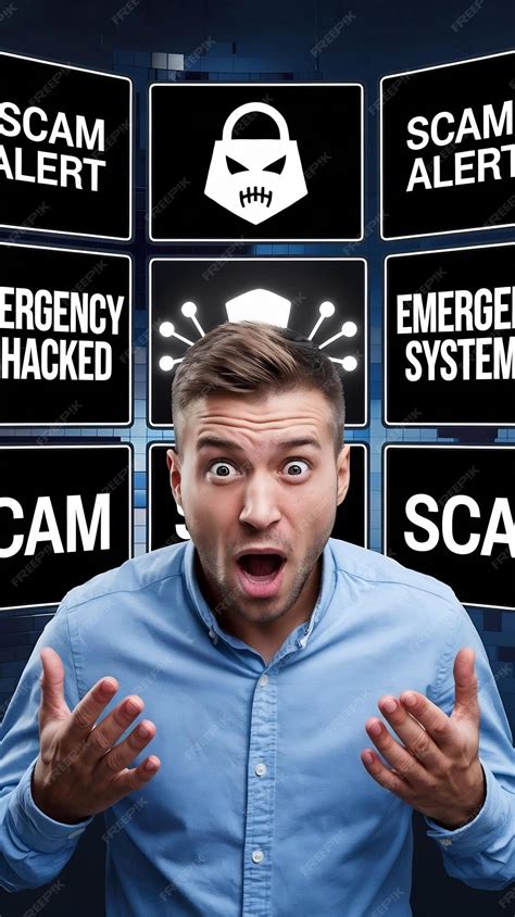 Man Got Scam Alert Emergency System Hacked Alert Scam And Cyber Security Concept Premium Ai