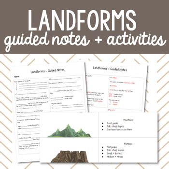 Science Guided Notes Landforms Activity Lesson Plan By Annies Notebook