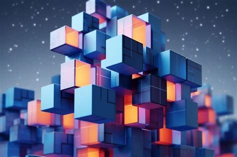 Abstract Data Cubes Connection Premium AI Generated Image