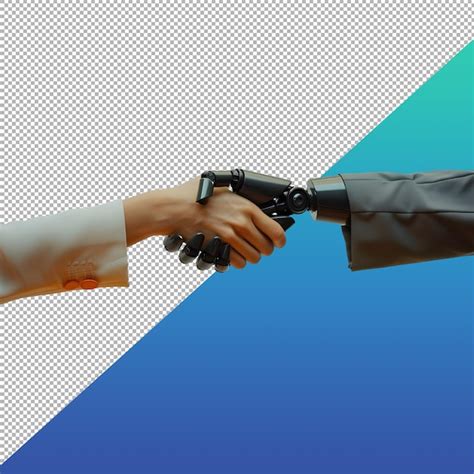 Premium Psd Business Woman Shaking Hands With Robot
