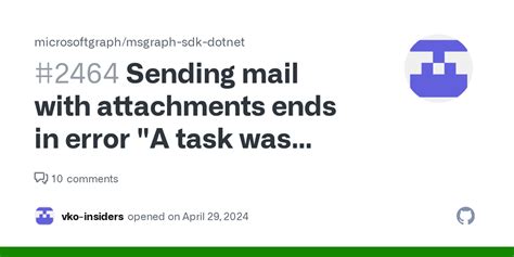 Sending Mail With Attachments Ends In Error A Task Was Canceled