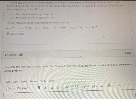 solved the next two questions involve predicting the height