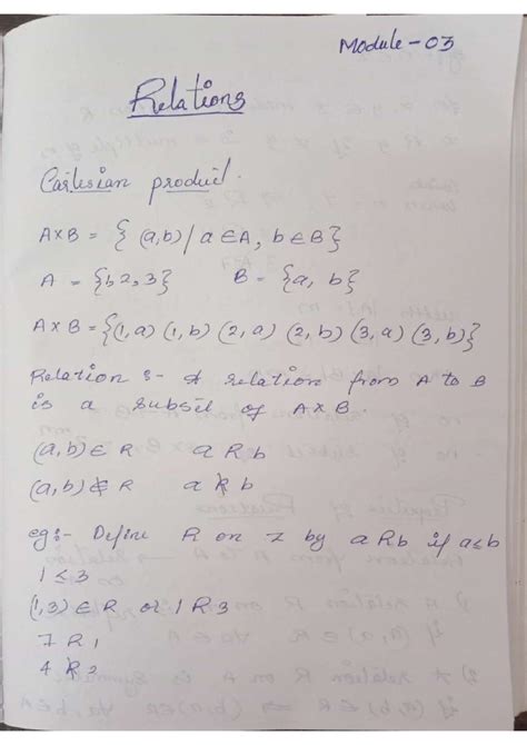 Discrete Mathematical Structure Mat203 S3 Module 03 Relations Carlesian Product Axb In B A X
