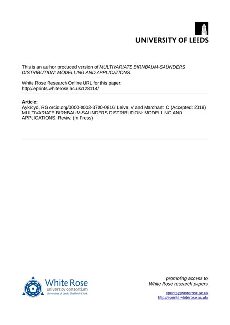 Pdf Multivariate Birnbaum Saunders Distributions Modelling And Applications