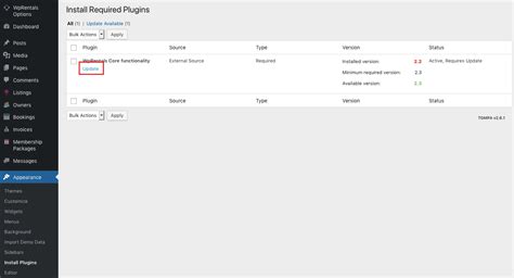 Update The Theme And Included Plugins Wp Rentals Help