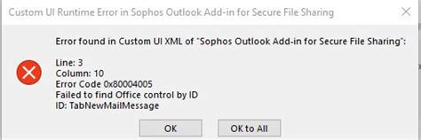custom ui runtime error in sophos outlook add in for secure file