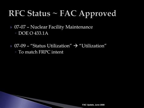 Ppt Fac Update And Rfc Status Powerpoint Presentation Free Download Id 344852