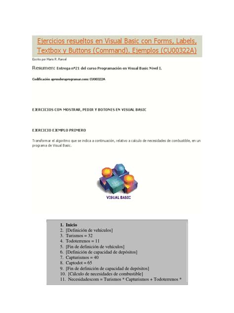 Ejercicios Resueltos En Visual Basic Con Forms Pdf Básico