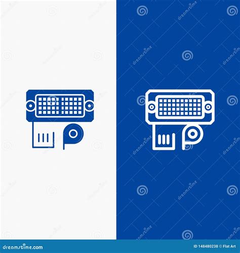 Adapter Connection Data Input Line And Glyph Solid Icon Blue Banner
