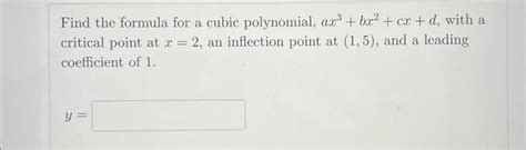 Solved Find The Formula For A Cubic Polynomial Chegg Com
