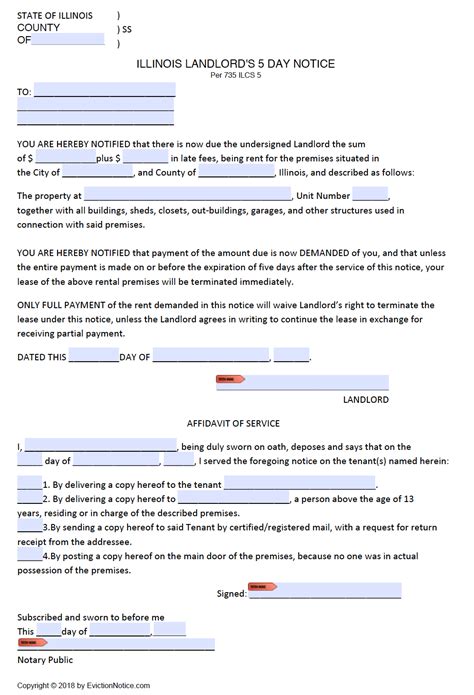 Free Illinois 5 Day Notice To Pay Quit Pdf