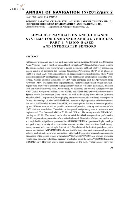 Pdf Low Cost Navigation And Guidance Systems For Unmanned Aerial