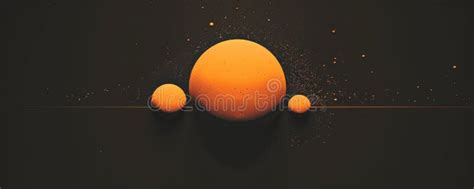 Abstract Digital Artistic Representation Of Three Spherical Objects With Vibrant Orange Hues