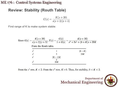 Lecture 13 Me 176 6 Steady State Error Re