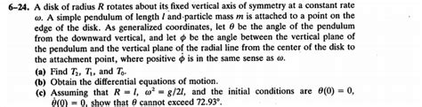 solved 6 24 a disk of radius r rotates about its fixed