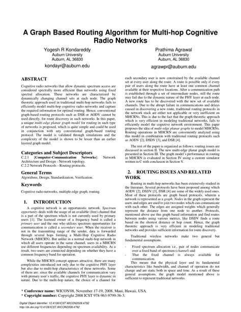 Pdf A Graph Based Routing Algorithm For Multi Hop Cognitive Radio