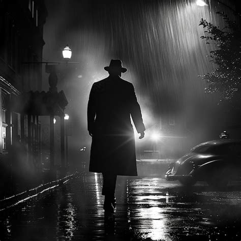 Uma Cena De Filme Noir Com Iluminação Dramática E Imagens Clássicas De