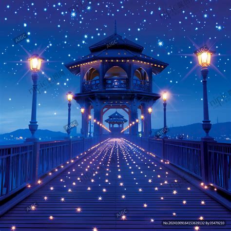 Ai创作图廊桥霓虹灯 串月桥插画 星光主题场景 星空走廊 星空过道 石桥凉亭灯光 步道栈桥夜景灯光 梦幻夜景插画 霓虹灯的桥 星空长廊 唯美桥墩素材 灯栈道 串月桥元素 星辰神殿 梦幻夜景素材