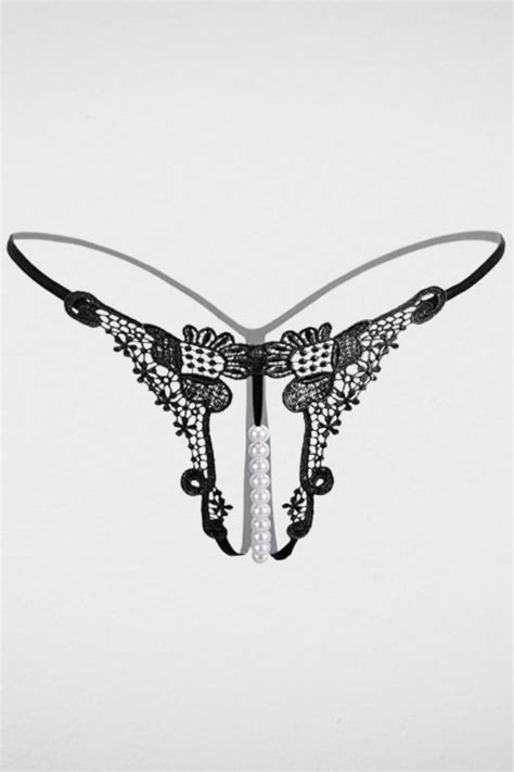 Sexy Floral G String With Pearl Detail