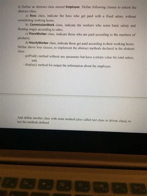 Solved 2 Define An Abstract Class Named Employee Define