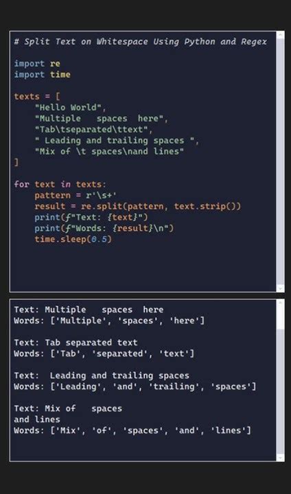 Split Text On Whitespace Using Python And Regex Pythonregex Regex