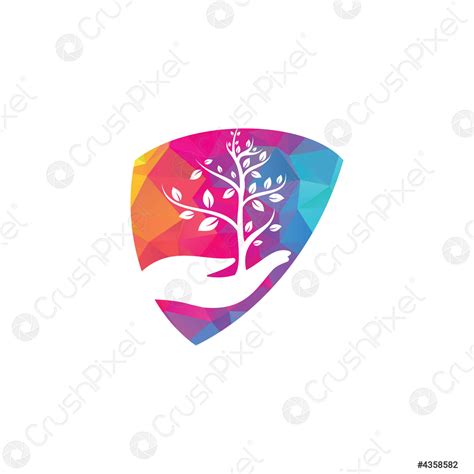 Tree In Hand Vector Logo Design Stock Vector 4358582 Crushpixel