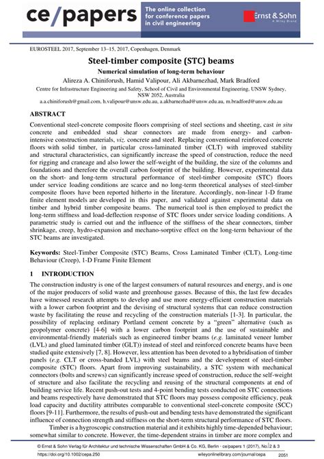 Pdf Steel Timber Composite Stc Beams Numerical Simulation Of Long