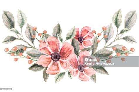 봄 꽃 초대장 인사말 카드의 디자인을위한 고립 된 식물 테두리 분홍색과 흰색 야생화의 구성 구도에 대한 스톡 벡터 아트 및 기타 이미지 Istock
