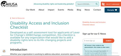 Disability Access And Inclusion Checklist Miusa