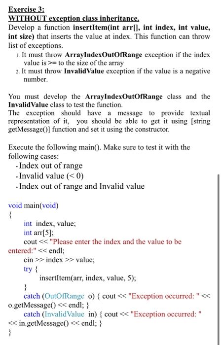 Solved Exercise 3 Without Exception Class Inheritance