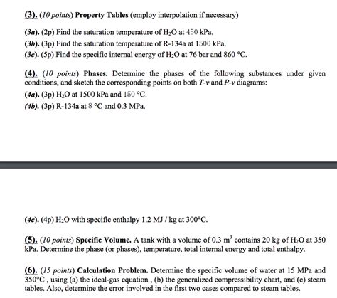 Solved 3 10 Points Property Tables Employ Interpolation