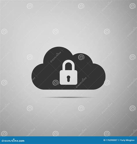 Cloud Computing Lock Icon Isolated On Grey Background Cloud Protection Icon Stock Vector