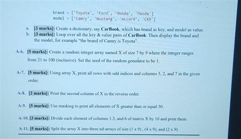 solved a 1 [5 marks] create a list l1 containing numbers