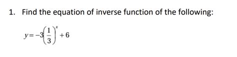 Solved 1 Find The Equation Of Inverse Function Of The Chegg Com