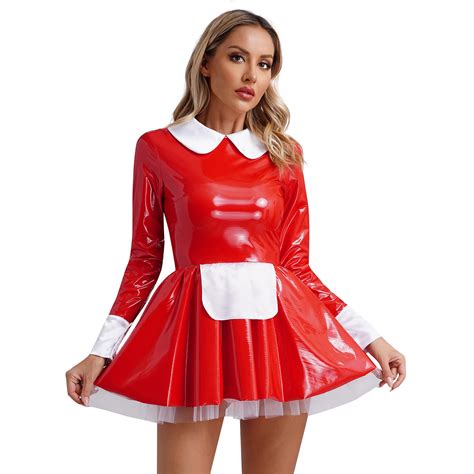 Here For You Latex Look Maid Costume Shiny Fashion Lale Look