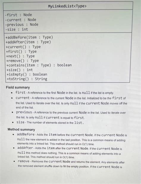 Solved Mylinkedlist First Node Current Node Previous
