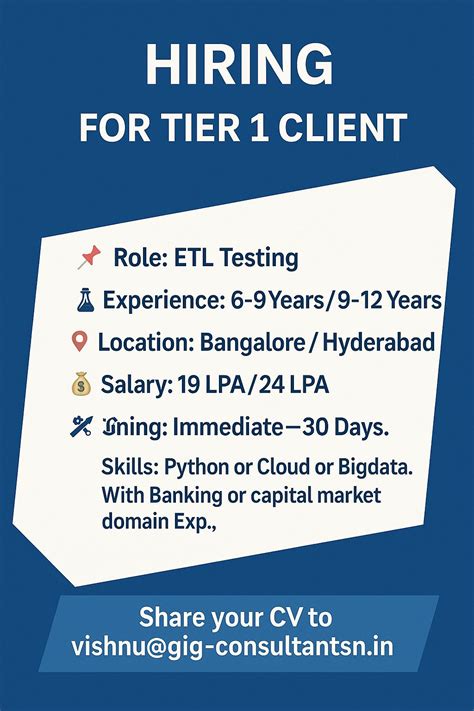 etltesting etl python cloudtesting bigdata bangalorejobs… vishnu t