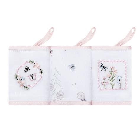 Kit Pano De Boca Papi Prendedor Bordado Flores 3 Peças