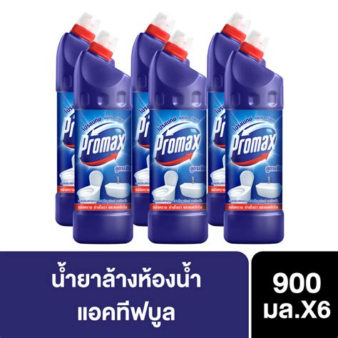 โปรแม็กซ์แอคทีฟ บูล น้ำยาทำความสะอาดห้องน้ำสูตรเข้มข้น สีฟ้า 900 มล X6 Promax Toilet Cleaner