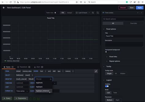 Create Graph For Physical Memory Using Grafana Influxdb