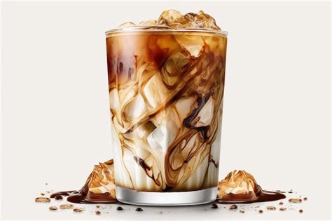 Premium Ai Image A Glass Of Iced Coffee With Caramel Sauce And
