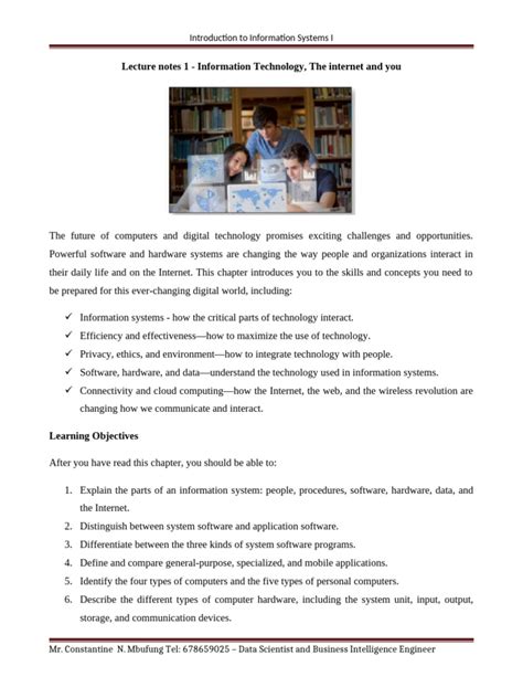Lecture Notes 1 Information Technology The Internet And You Pdf Computer Data Storage