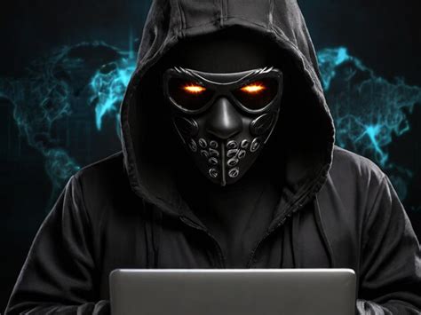 Premium Photo Computer Hacker With Mask Black Hacker