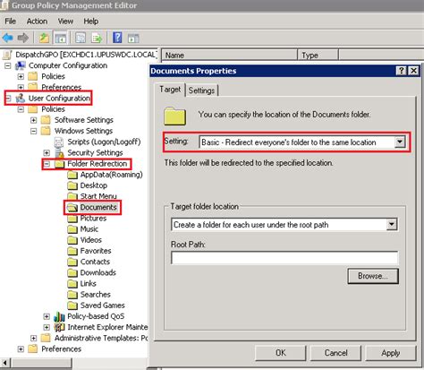 Windows Group Policy Folder Redirection Treequick