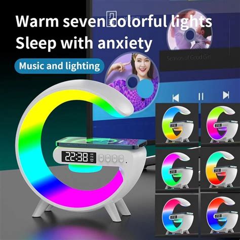 Sg 3in1 Wireless Charger Bluetooth Speaker With Clock Rgb Light 15w Fast Charging Bluetooth