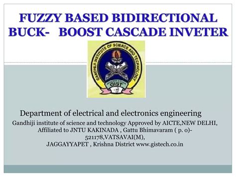 Fuzzy Based Bidirectional Buck Boost Cascade Inverter Ppt
