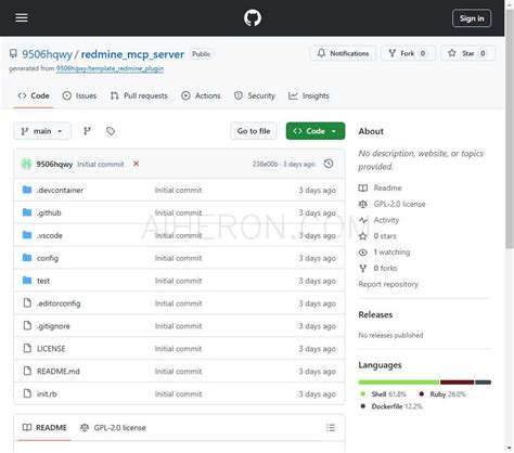 Github 9506hqwyredminemcpserver ，基于redmine平台的插件服务器，支持多种版本和数据库配置。