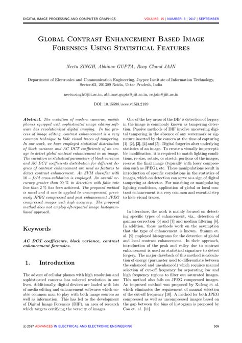Pdf Global Contrast Enhancement Based Image Forensics Using