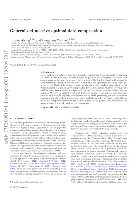Pdf Generalized Massive Optimal Data Compression
