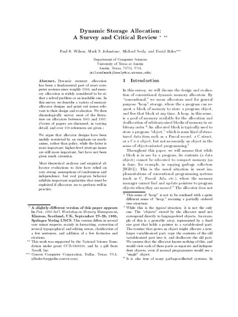 dynamic storage allocations pdf computer data storage c programming language